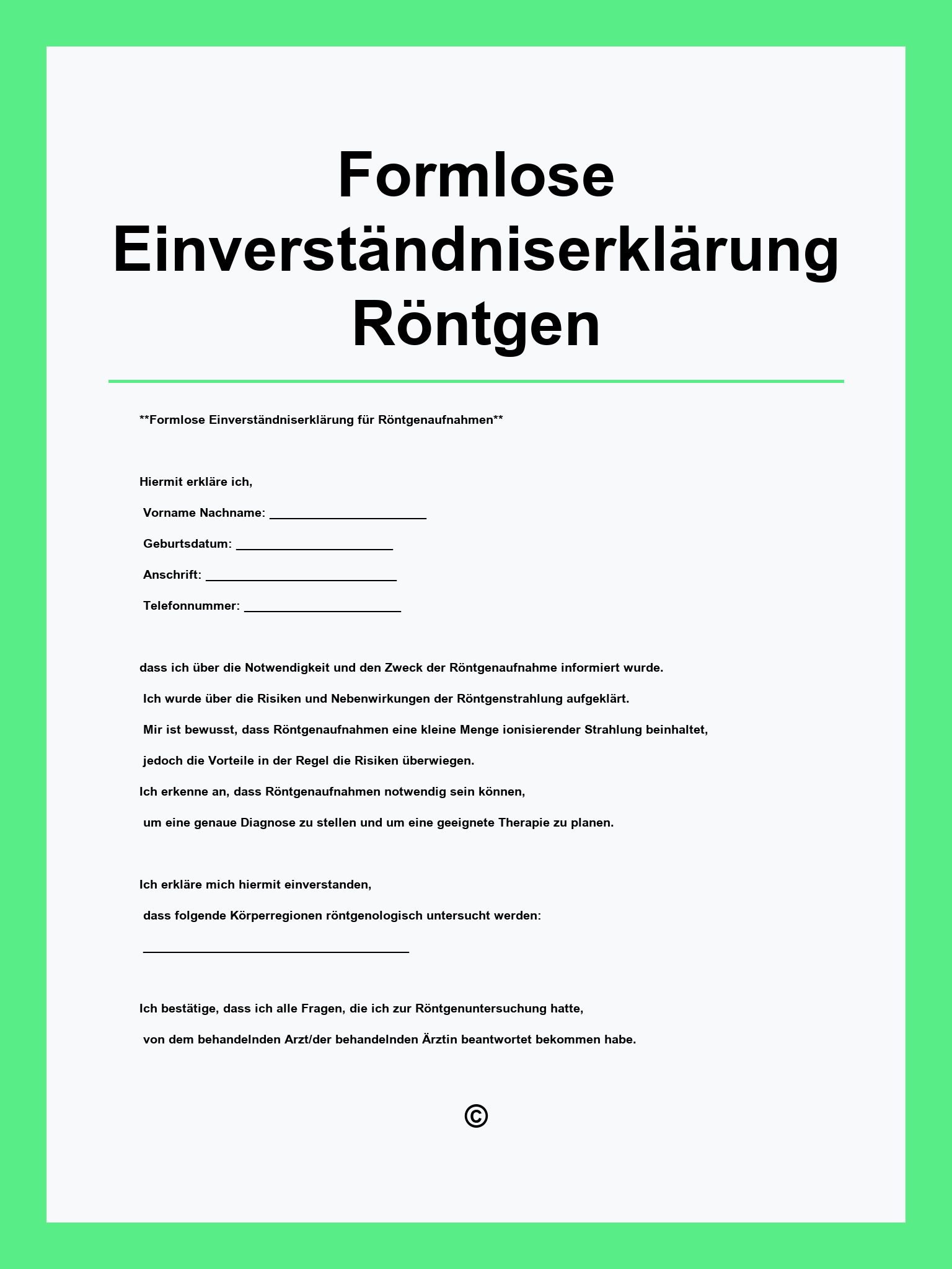 Erstaunlich Einverstaendniserklaerung Roentgen Unter 18 Vorlage Bildnie8591